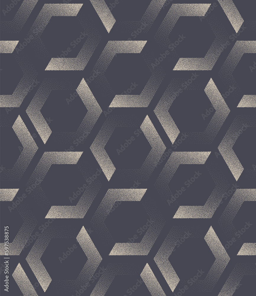 Postmodernism Seamless Pattern Stippled Hexagons Vector stylish ...