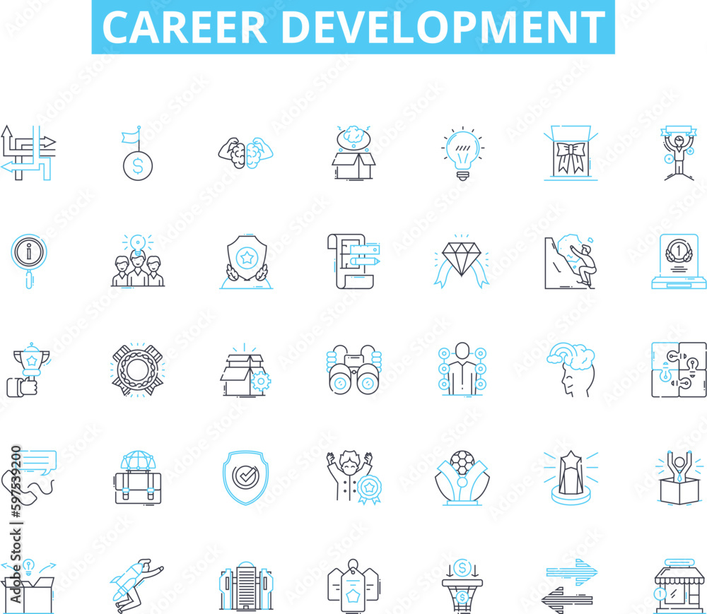 Career development linear icons set. Progression, Advancement, Learning ...
