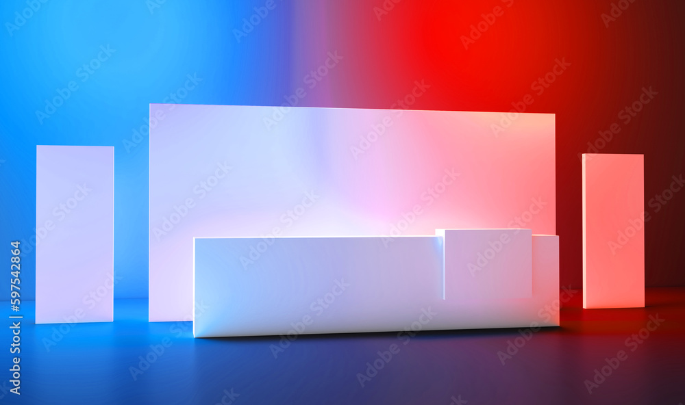 Side view of a registration stand with two rollup banners. Mockup for ...