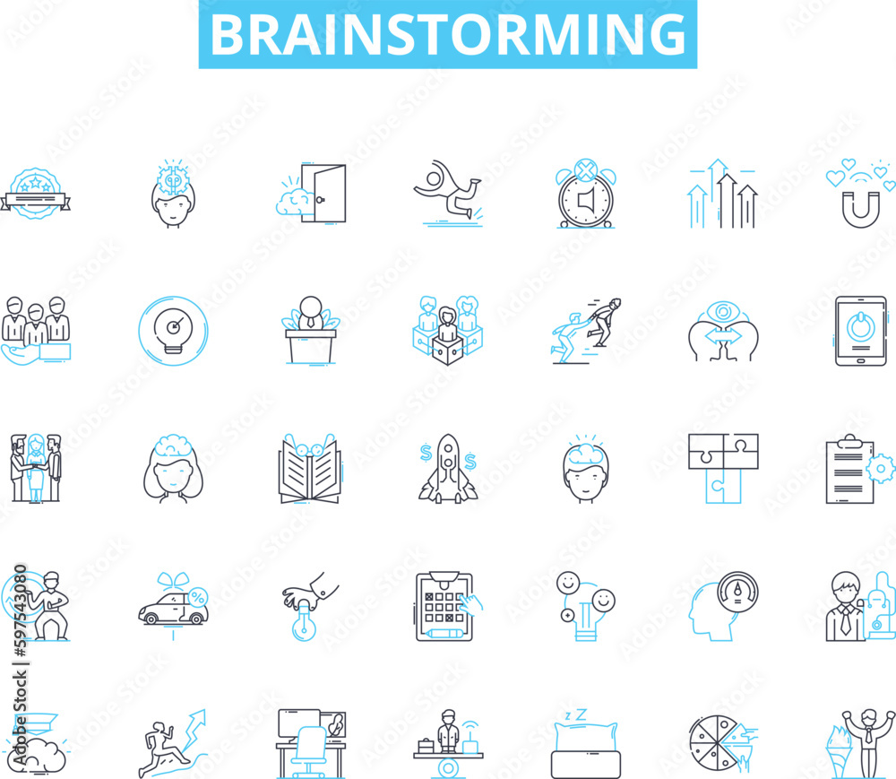 Brainstorming linear icons set. Ideation, Creativity, Innovation ...