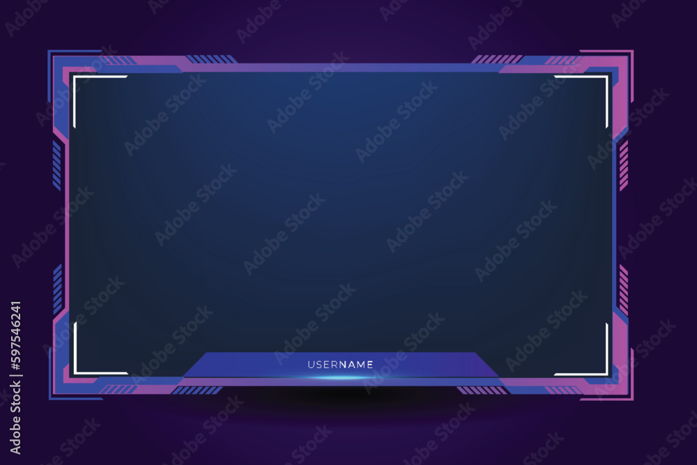 Twitch stream panel overlay template. Digital streaming screen ...