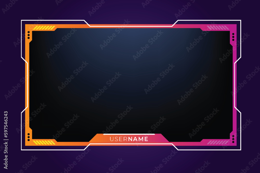 Twitch stream panel overlay template. Digital streaming screen ...