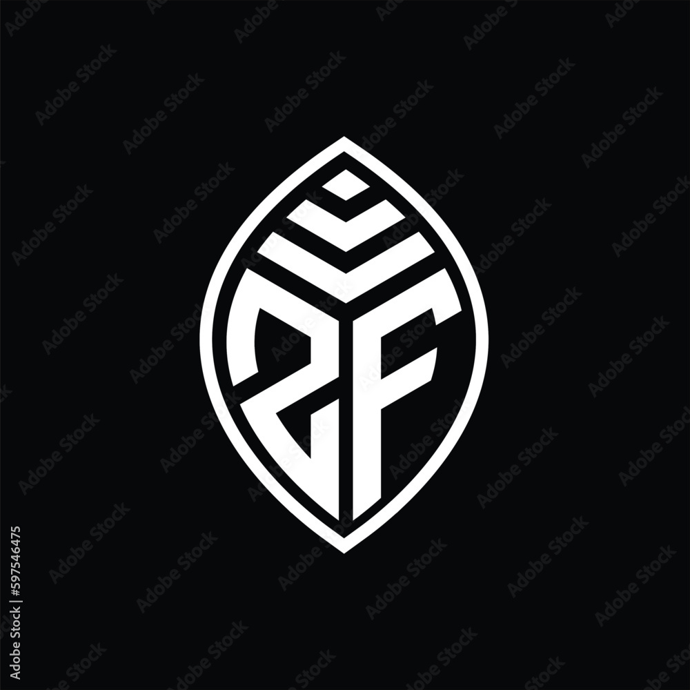 ZF Logo monogram leaf shape isolated outline design template Stock ...