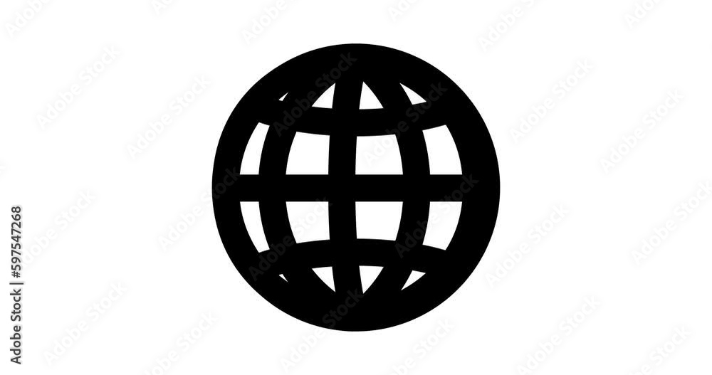 world icon map globe planet earth turning, outline sign. 2d, animation ...