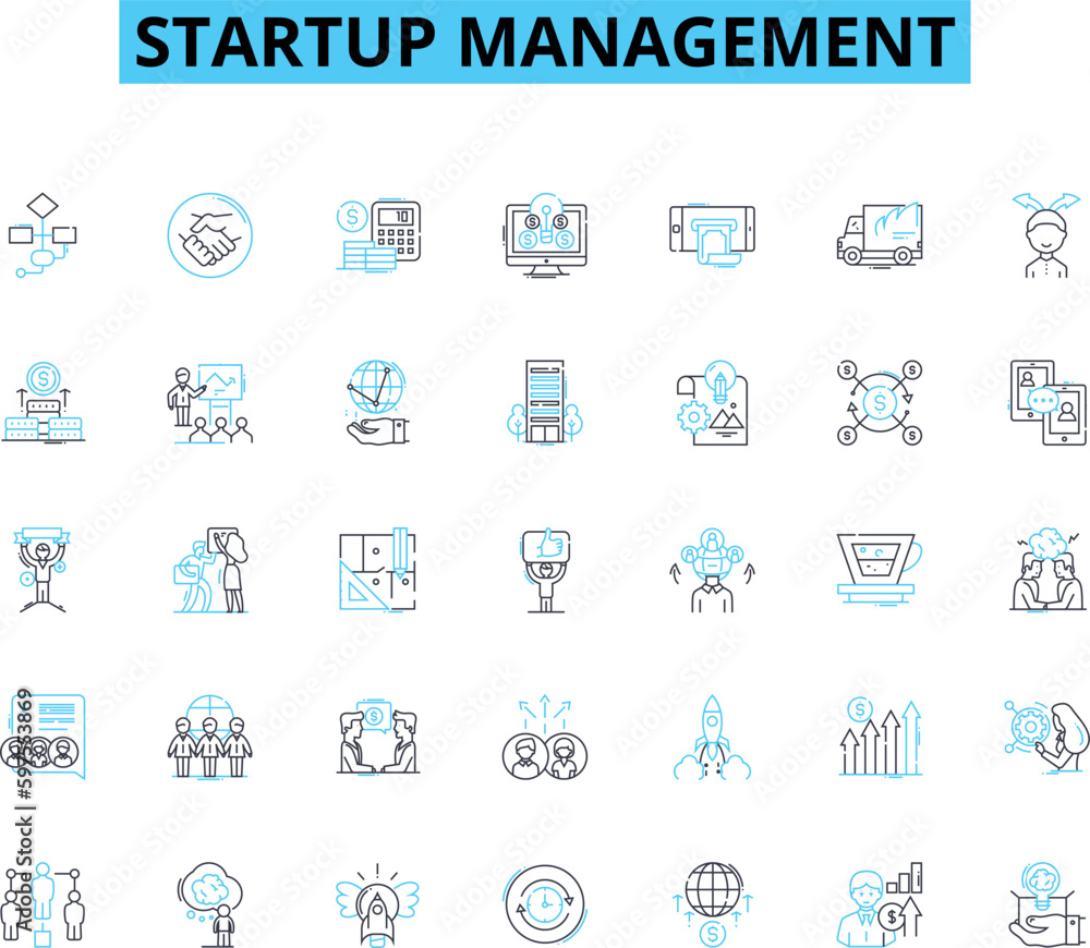 Startup management linear icons set. Innovation, Scalability, Growth ...