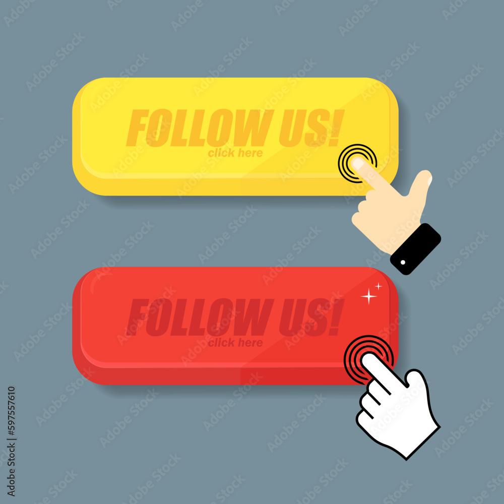 Follow us button isolated on white background. Social network concept ...
