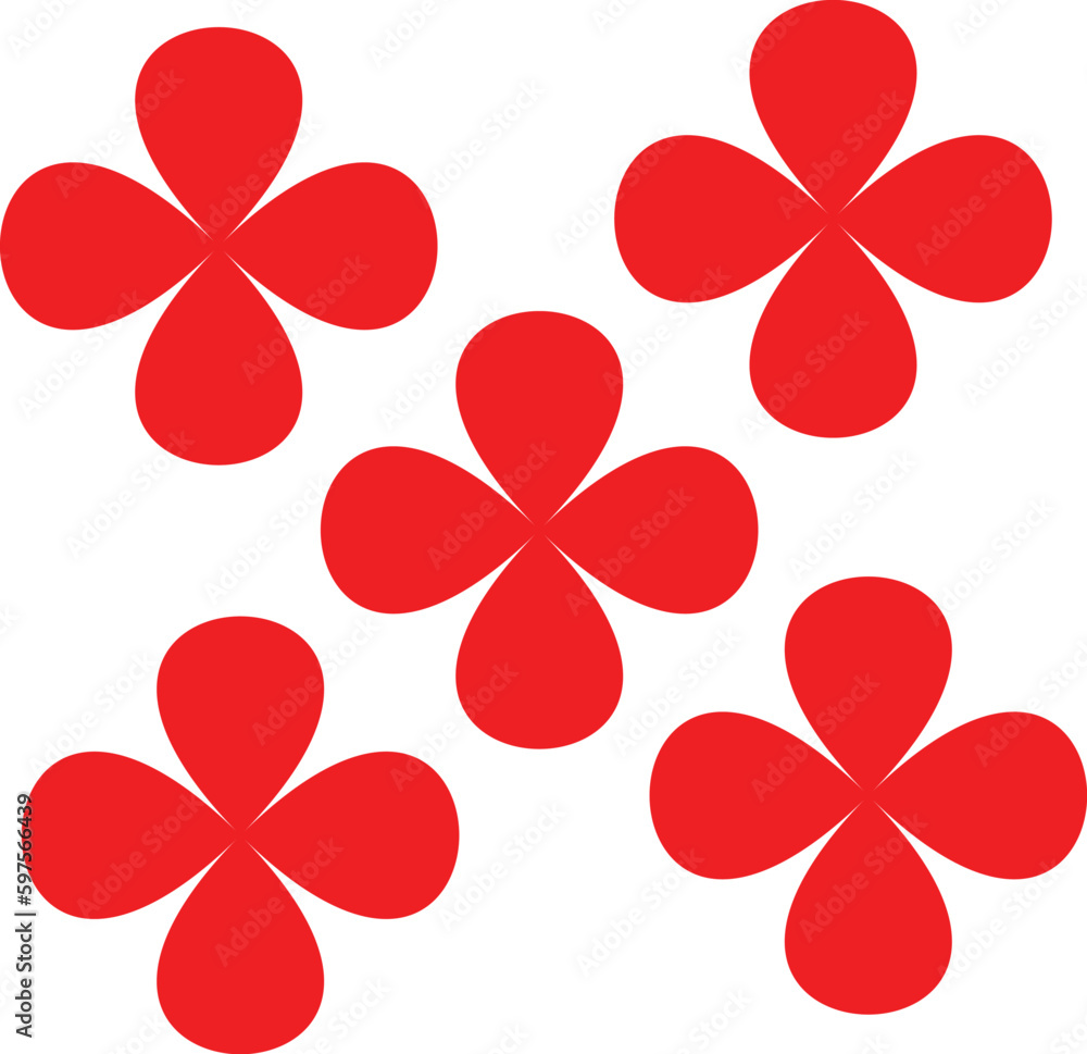 Red flower icon set on a white background, floral backdrop icon set ...