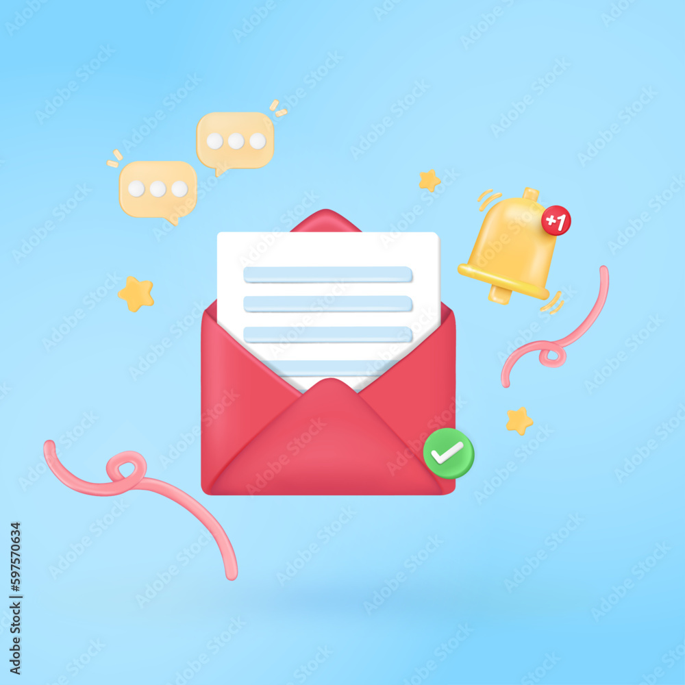 mail envelope notification icon with new message isolated on bloe ...