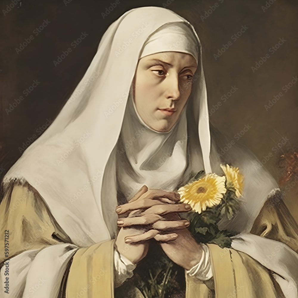 Saint Catherine of Siena, painting illustration. Generative Ai. St ...