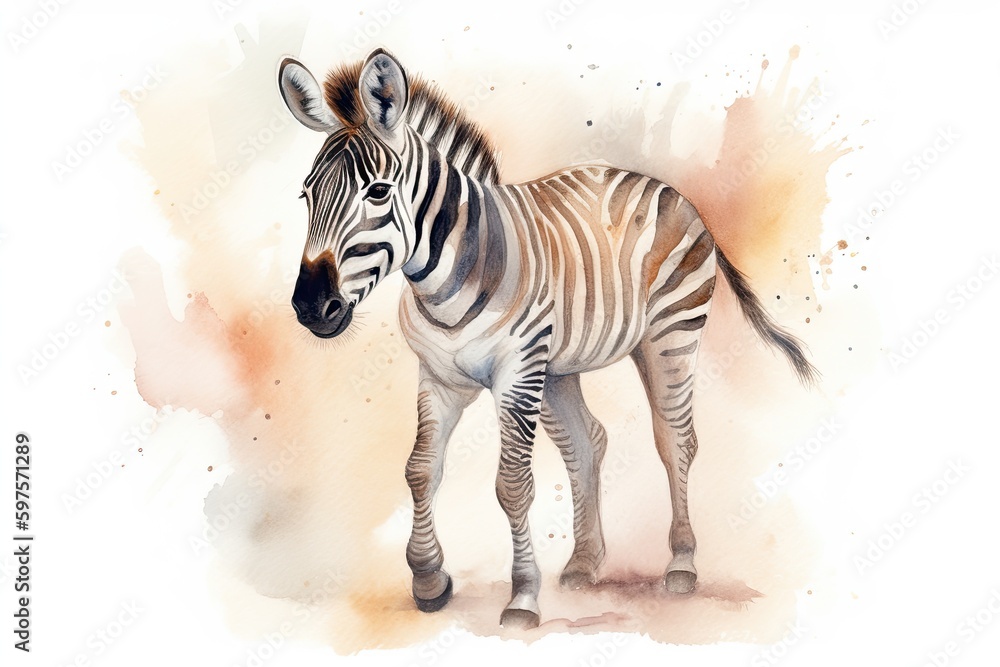 Beautiful zebra on a colored light background. Generative AI. Stock ...