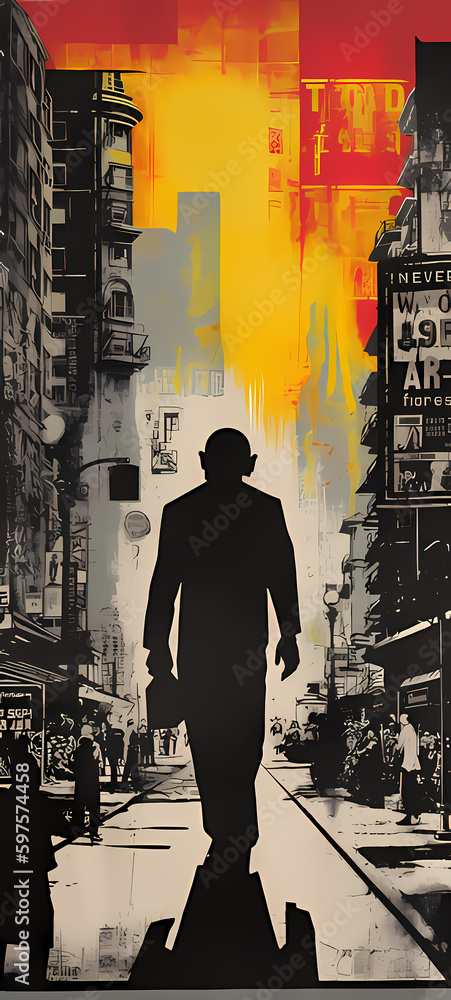 Machine-Person in Metropolis: A Banksy-Inspired Dystopian Satire Stock ...