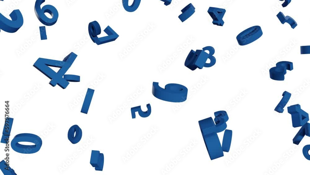 Falling Numbers 3D Animation, 1 2 3 4 5 6 7 8 9 0, Computer Concept ...