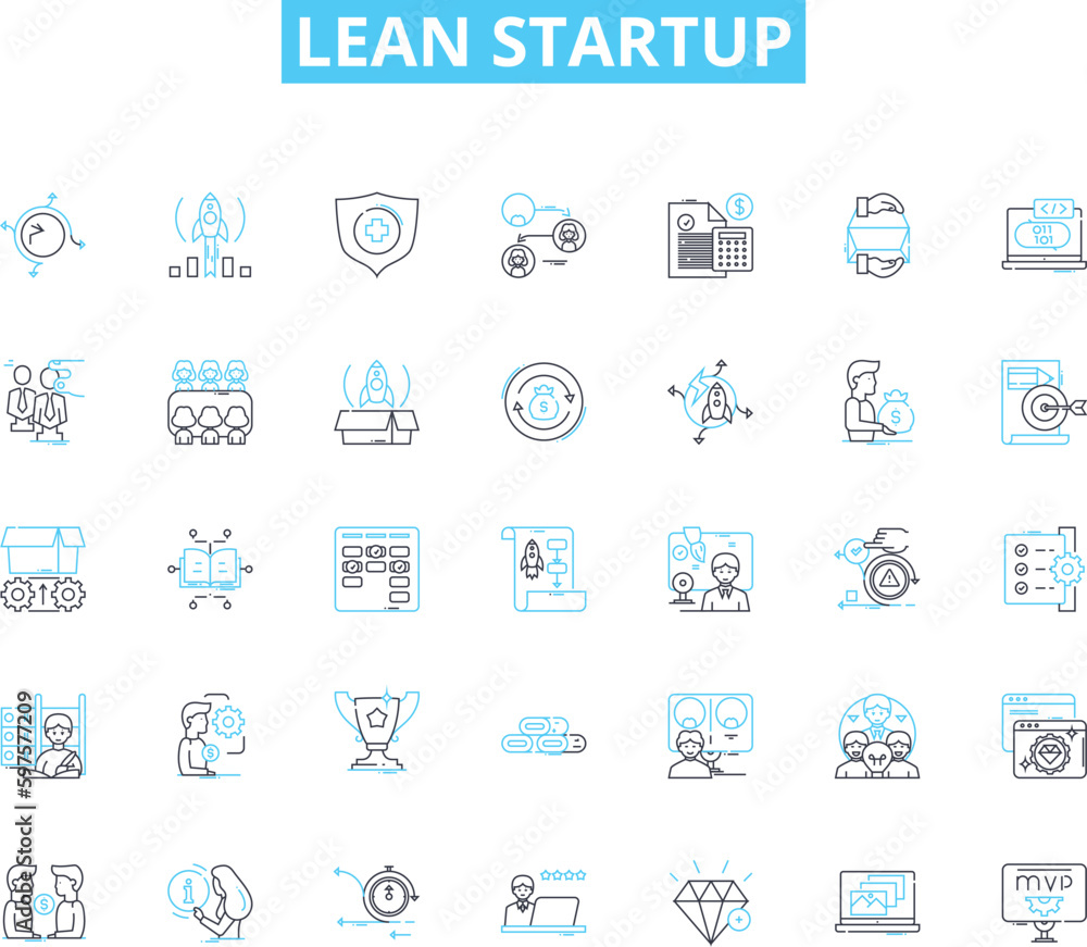 Lean startup linear icons set. Agility, Innovation, Validation ...
