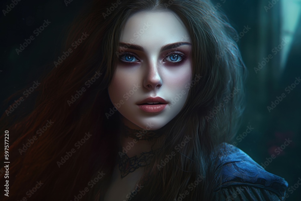 Beautiful vampire woman. Generate Ai Stock Illustration | Adobe Stock