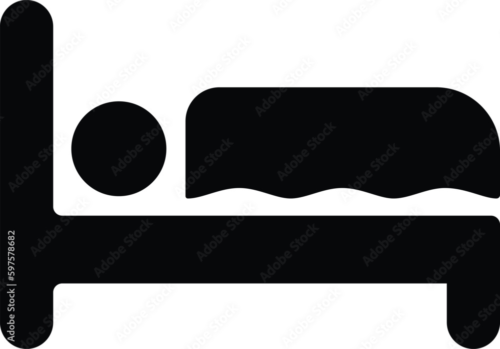 bed, hotel or motel sleeping accommodation icon symbol and sign Stock ...