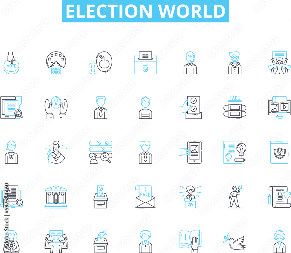 Election world linear icons set. Candidates, Voting, Ballot, Democracy ...