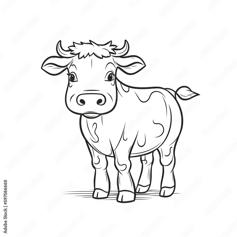 Kids coloring page of a cow in the farm that is blank and downloadable ...