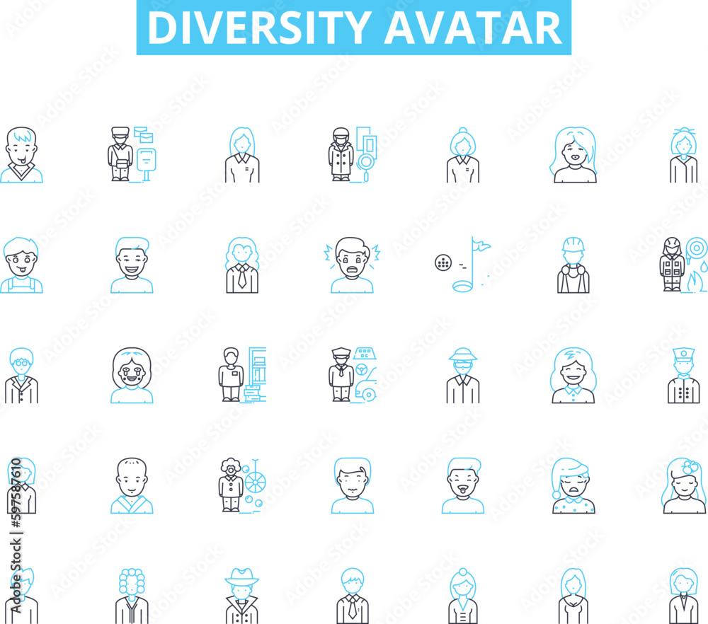 Diversity avatar linear icons set. Inclusivity, Representation ...