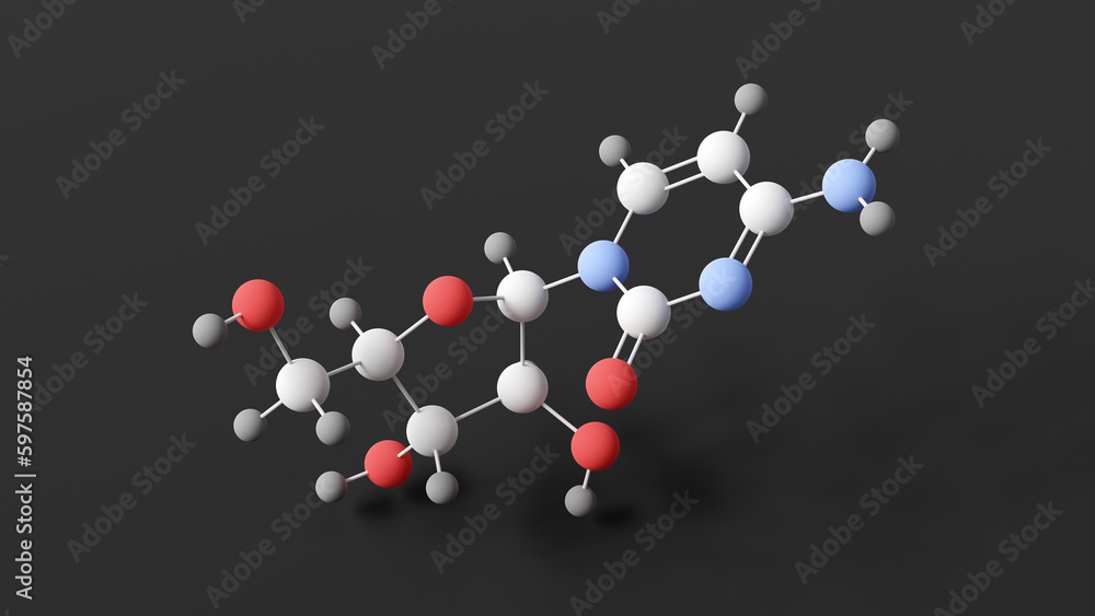 cytarabine molecule, molecular structure, antineoplastic agents, ball ...