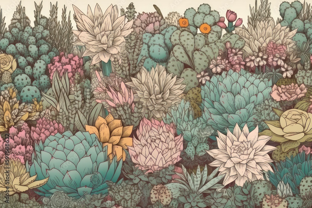 background variety of small cacti different types and varieties ...