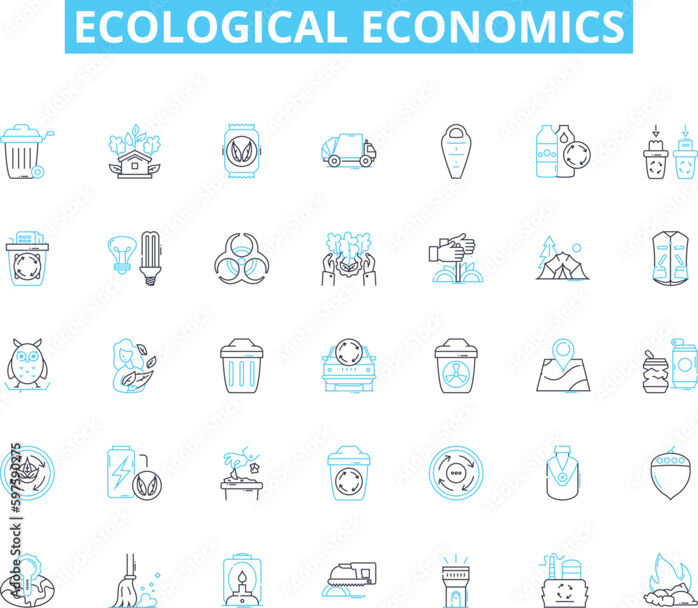 Ecological economics linear icons set. Sustainability, Environment ...