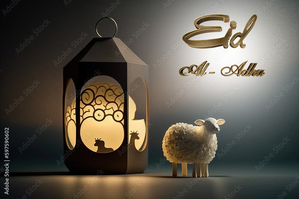 Elegant eid al adha, Eid mubarak islamic greeting card, islamic ...