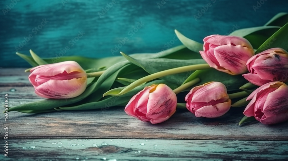 The tulip border with the copying space. A beautiful framed composition ...