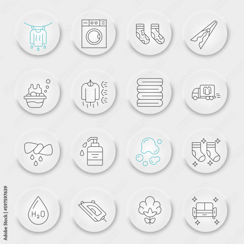 Laundry line icon set, washing symbols collection, vector sketches ...