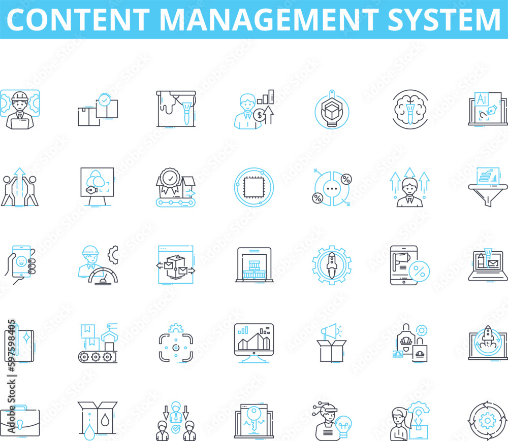 Content Management System Linear Icons Set Database Interface Template Plugins Widgets
