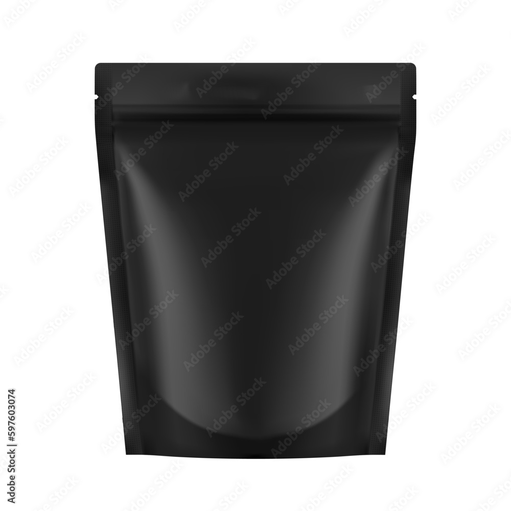 Black pouch bag mockup. Vector illustration isolated on white ...