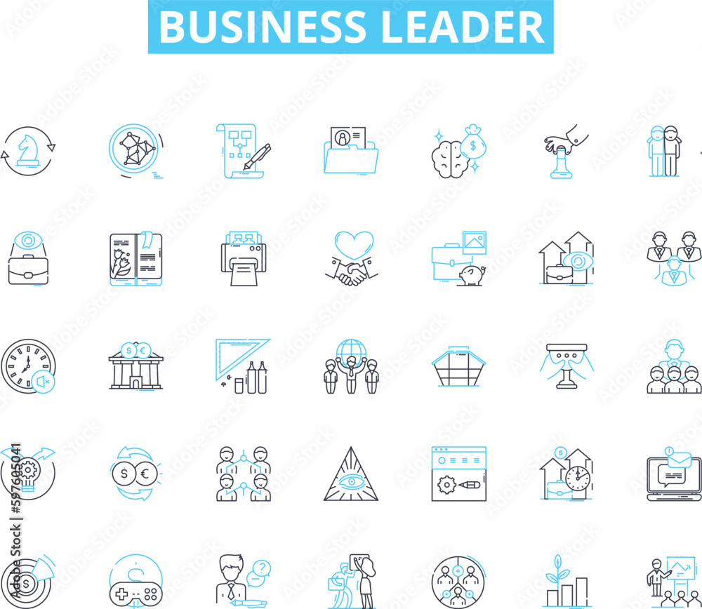 Vetor de business Leader linear icons set. Visionary, Innovative ...