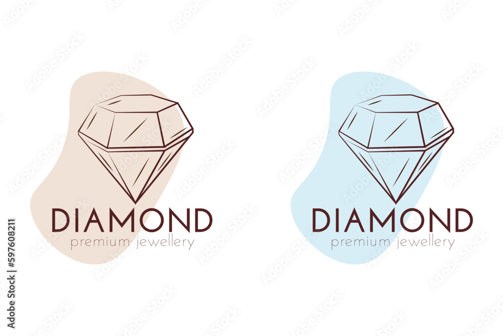 Vector fashion line art diamond logo design with letter for the ...