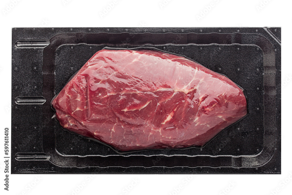 steak, ribeye, vacuum packing, isolated on white background Stock Photo ...