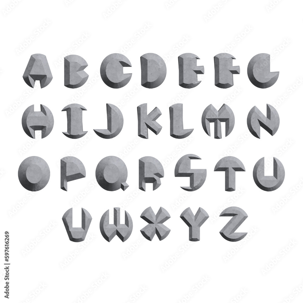 Nuts and Bolts 3D Alphabet Set, Lettering, Chiseled Stone,, Novelty ...