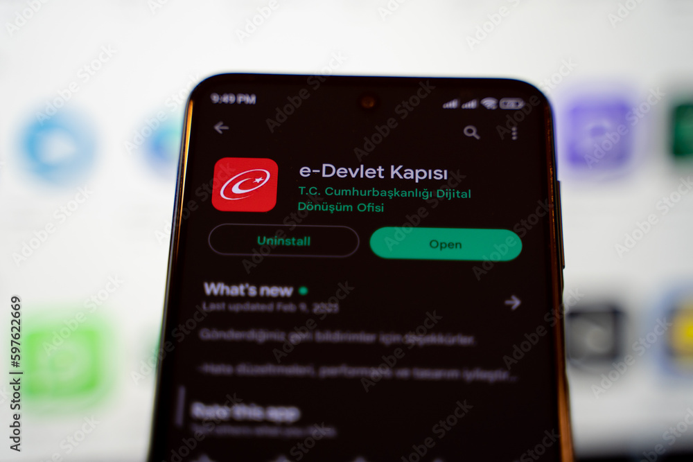e-Devlet mobile application on Google Play Store. Ankara, Turkey - April 28, 2023. Stock Photo ...