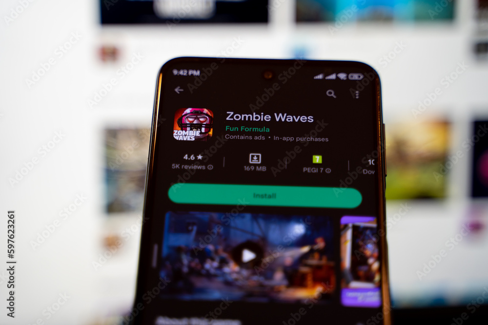 Zombie Waves, mobile game on Google Play. Ankara, Turkey - April 28 ...