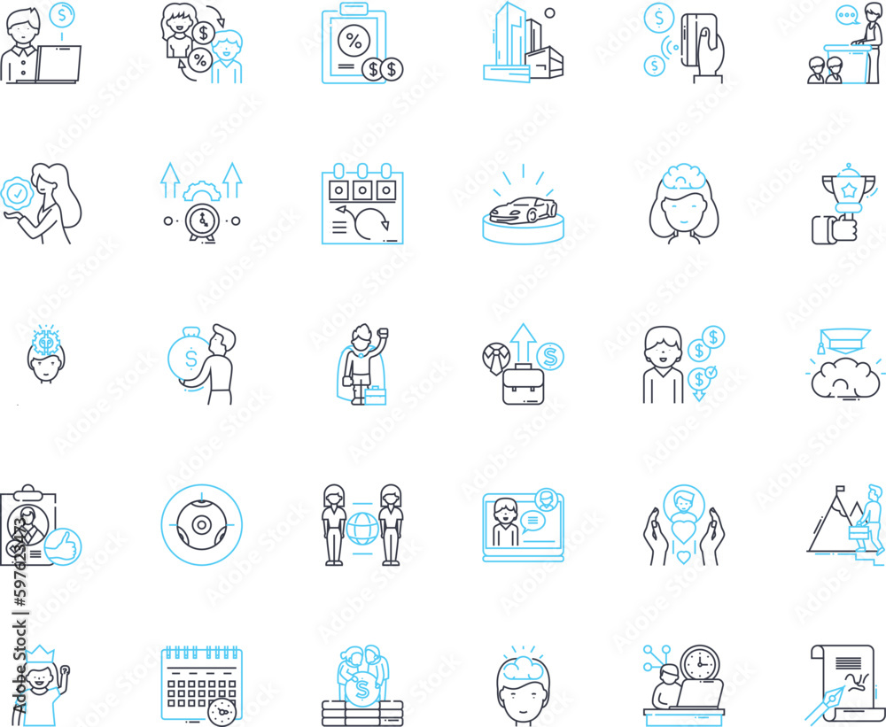 Professional Development linear icons set. Growth, Learning ...