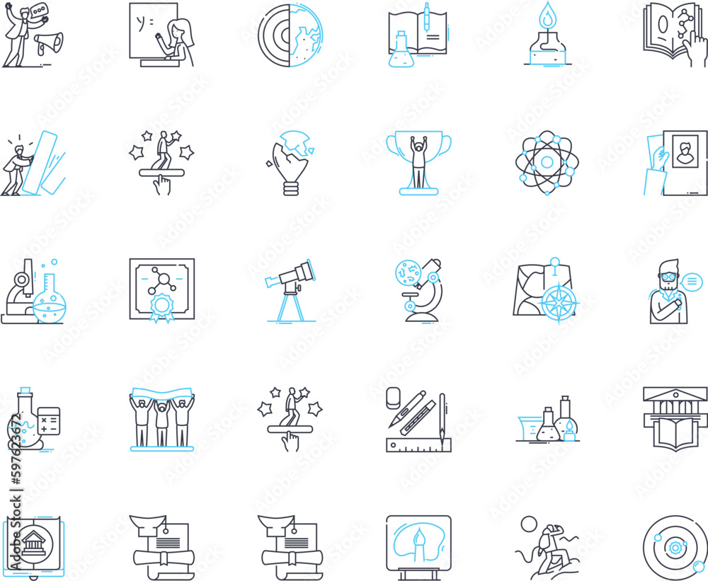 School linear icons set. Education, Learning, Teaching, Students ...