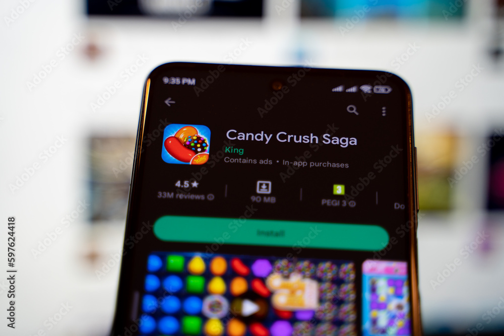 Candy Crush Saga, mobile game on Google Play. Ankara, Turkey - April 28, 2023. Stock Photo ...