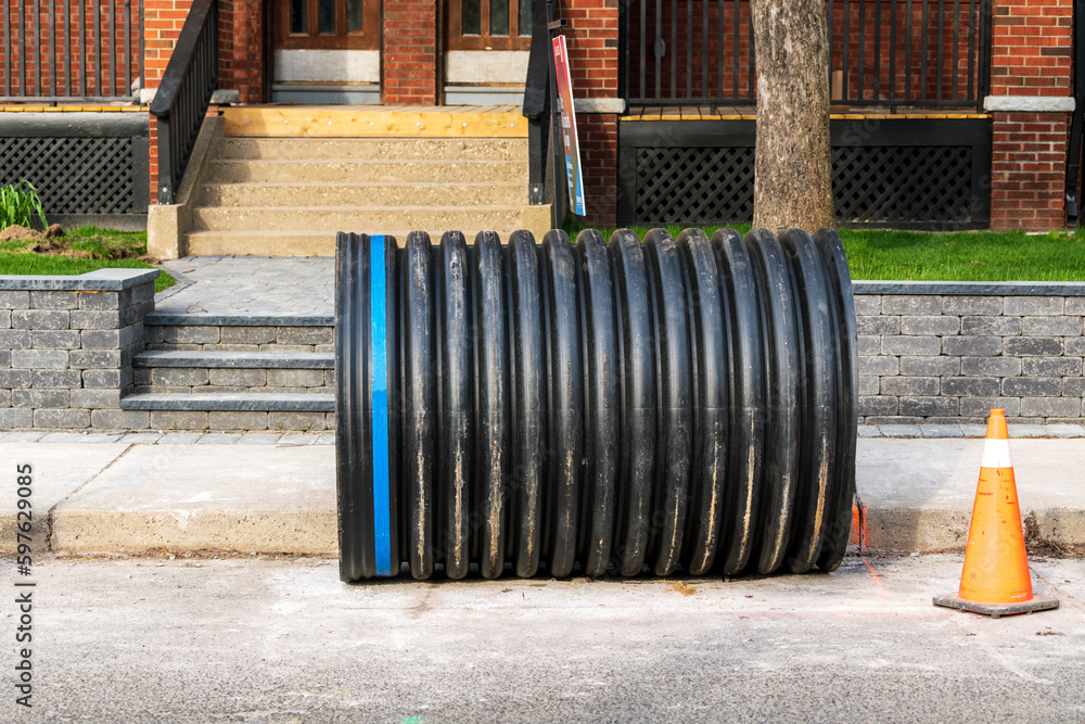 storm sewer pipe gasket (large HDPE plastic N-12 WT pipe joint assembly ...