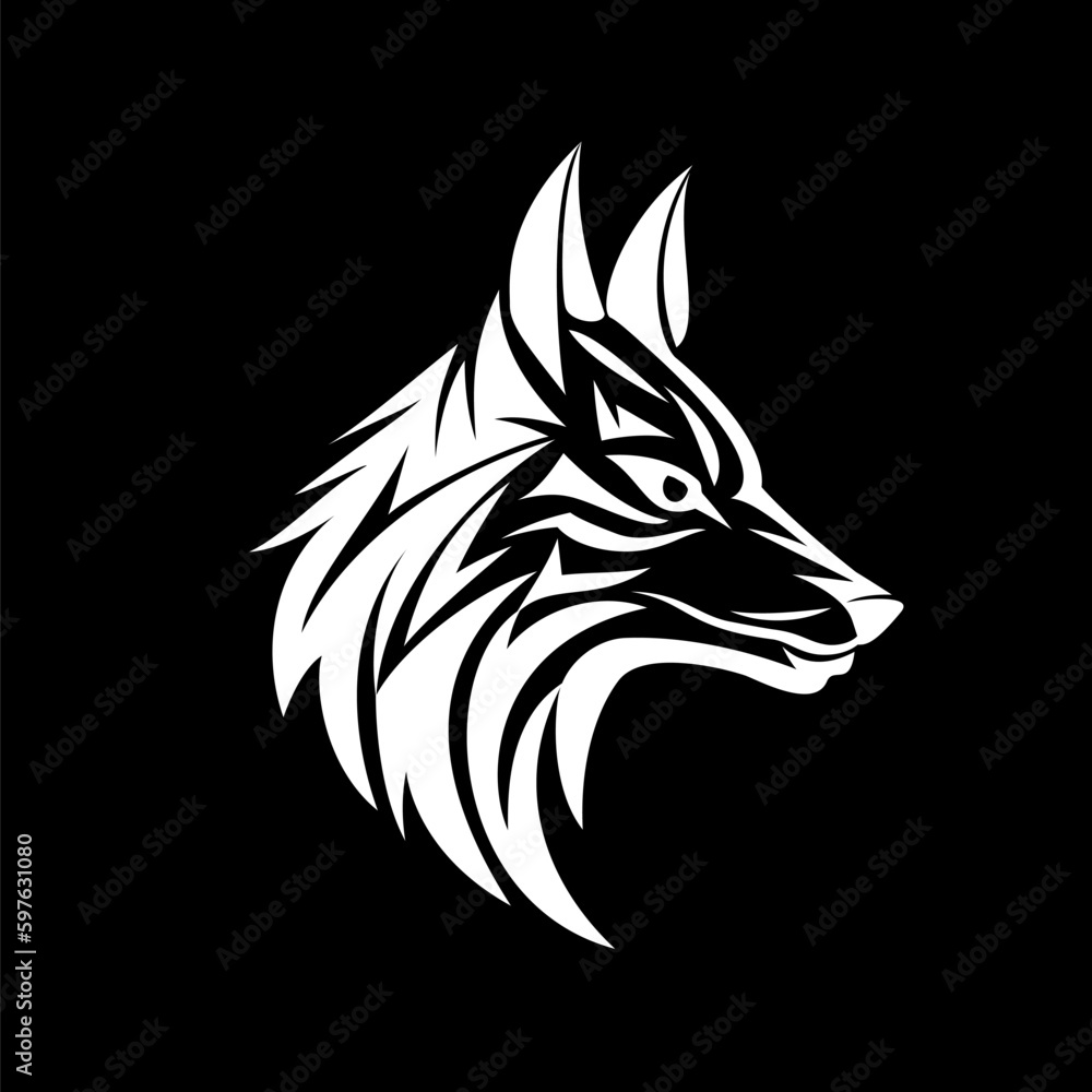 Illustration of a wolf head symbol, perfect for badge labels, logos, t ...