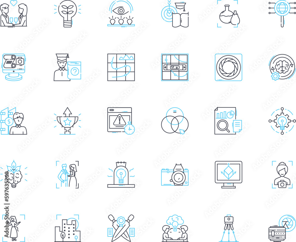 Artificial Intelligence And Robotics Linear Icons Set Automation Neural Machine Algorithm