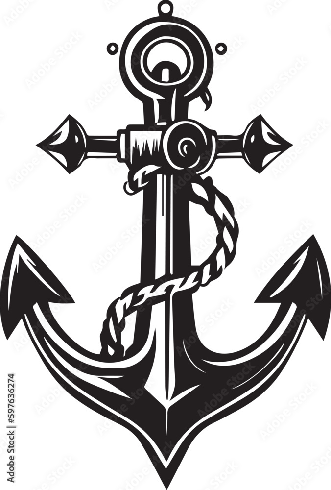Vetor de Anchor vector logo icon illustration, Nautical maritime sea ...
