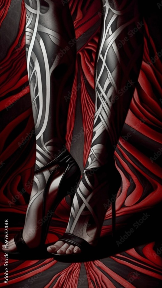 fascinatingly beautiful female legs, drama, contrasting shadows ...