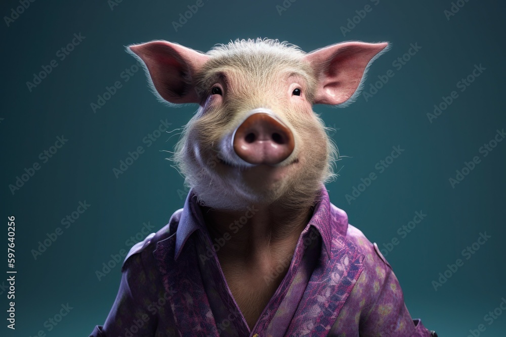 Anthropomorphic boar dressed in human clothing. humanized animal ...