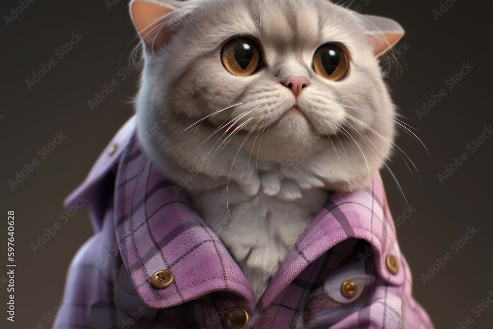 Anthropomorphic cat Scottish fold dressed in human clothing. humanized ...