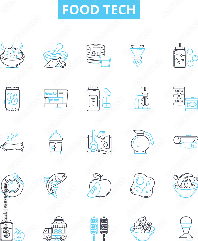 Food tech vector line icons set. Foodtech, Cuisine, Nutrition, Edible ...