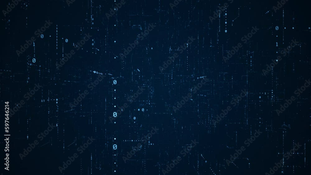 Binary Code Motion Background Grid Structure Of Numbers Digits Zero