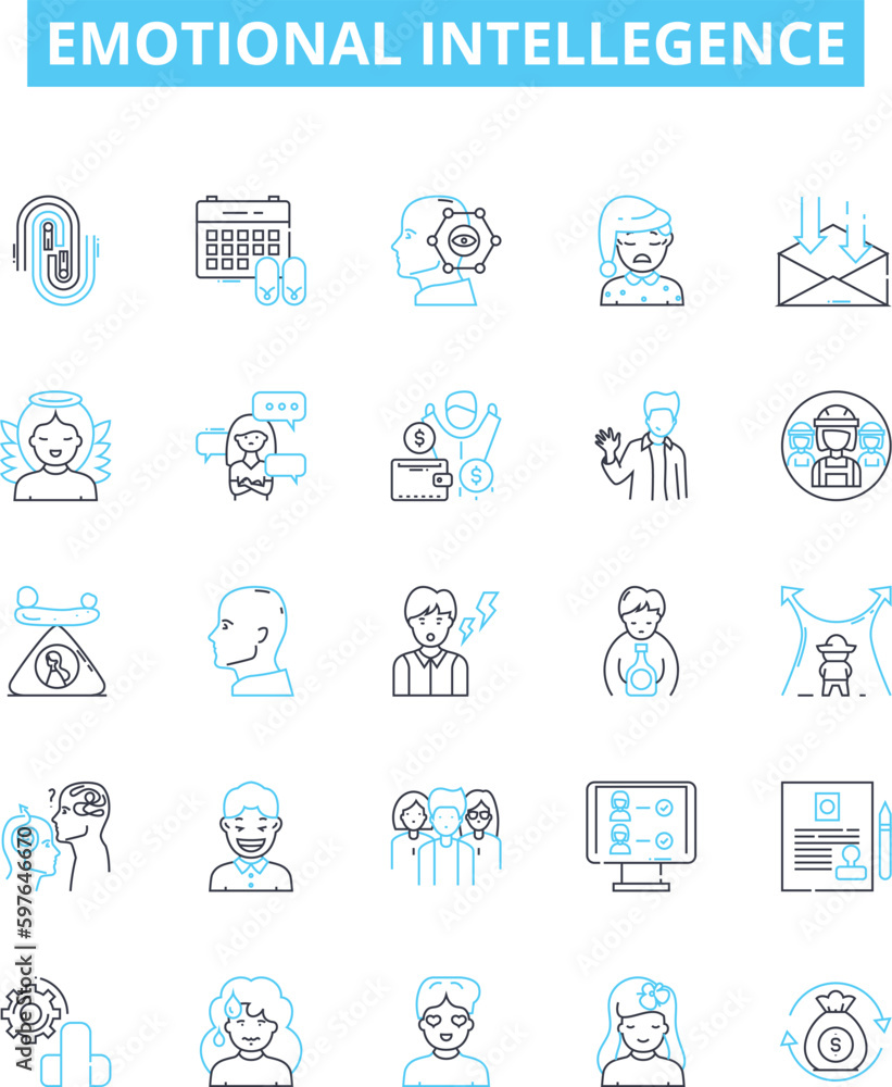 Emotional intellegence vector line icons set. Self-awareness, Empathy ...