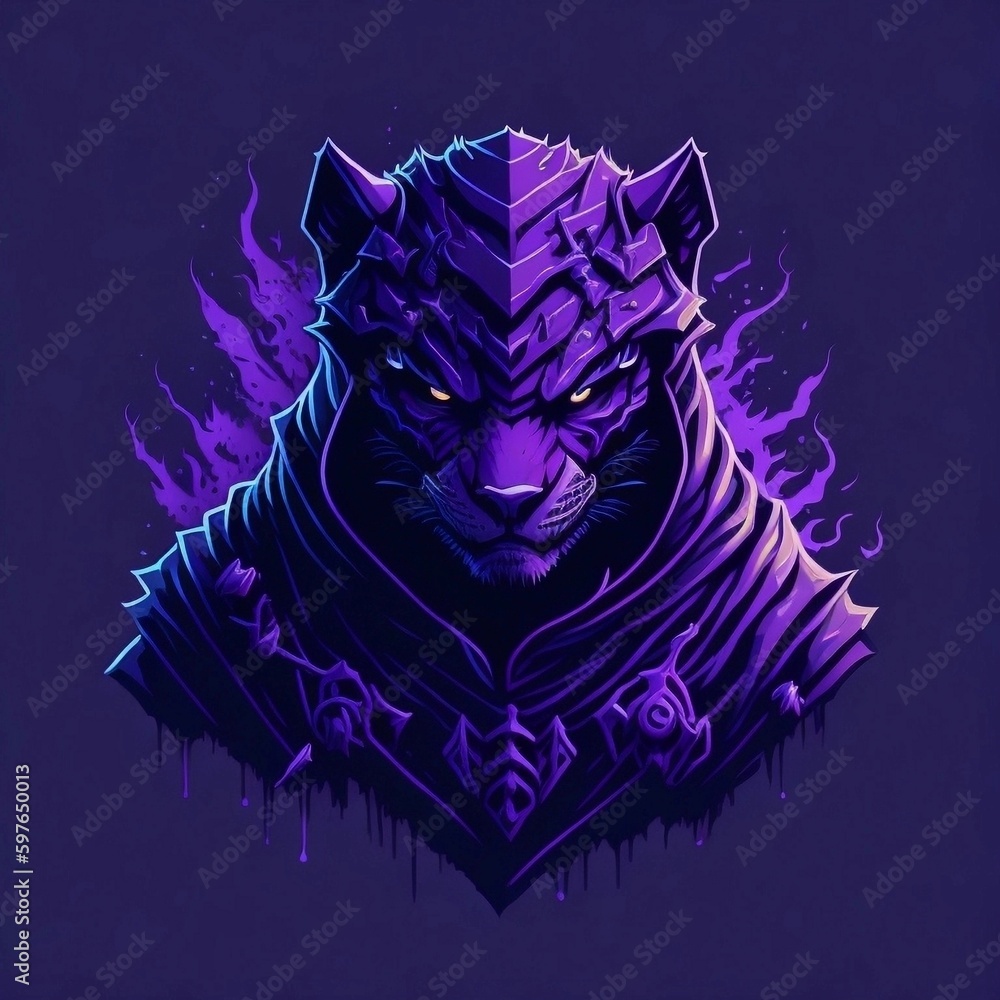 Gothic Evil Ninja Tiger with Dark Magic Splash T-Shirt Design in ...